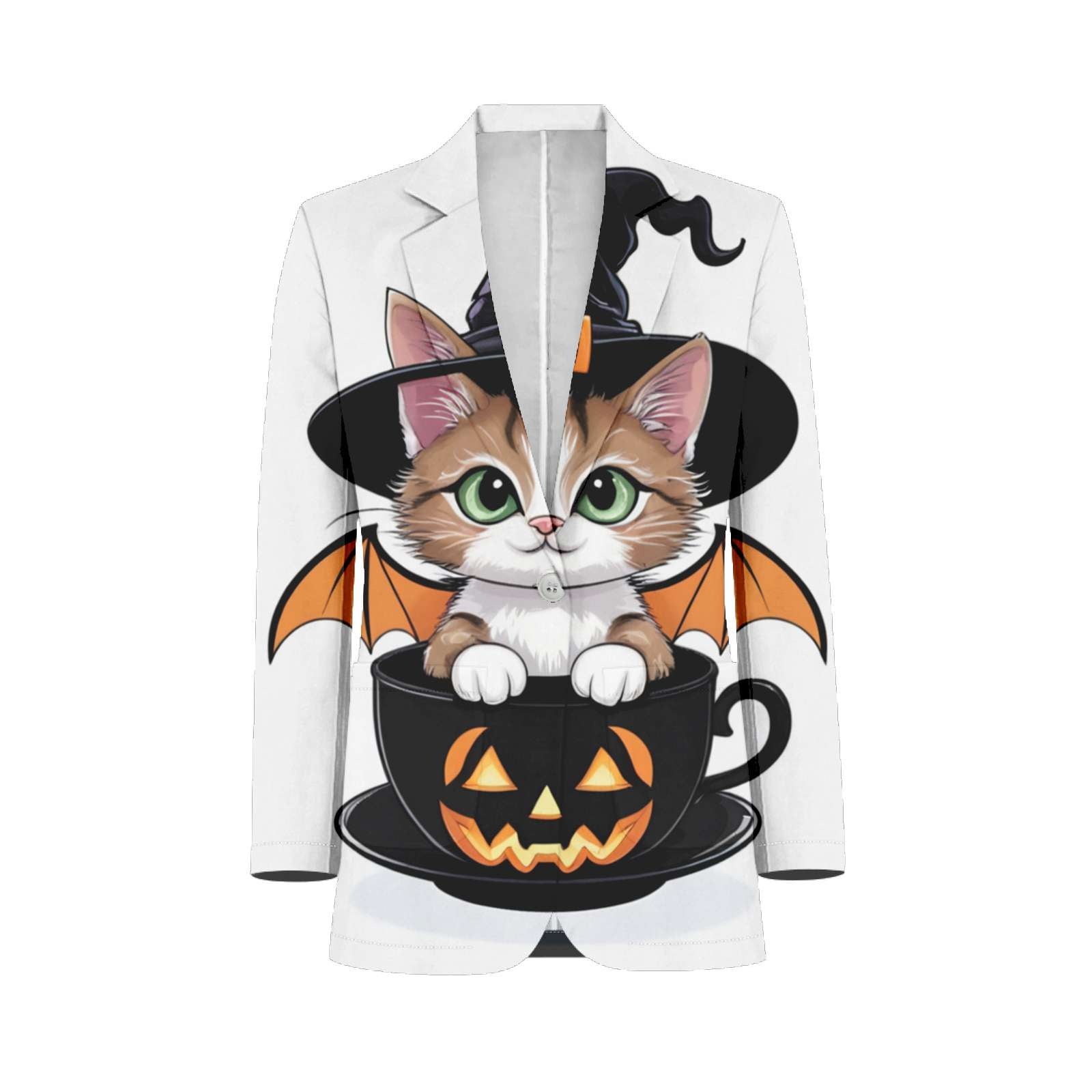 Cute Cat In Witch Hat Cup Mens Suits Shawl Collar Slim Fit Suit Mens ...