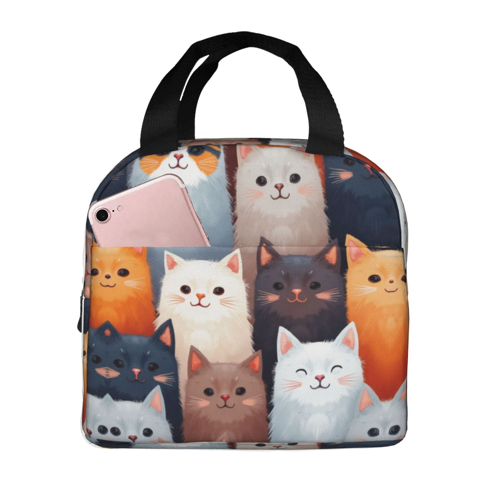 Cute Cat Insulated Lunch Bag For Women Men Reusable Lunch Box Tote ...