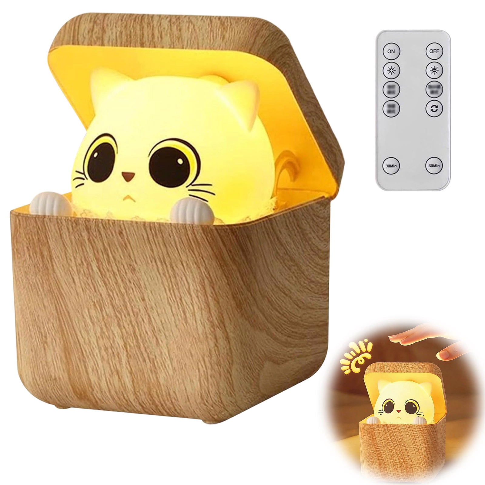 Cute Cat Interactive Night Light, stepless brightness regulation, smart ...