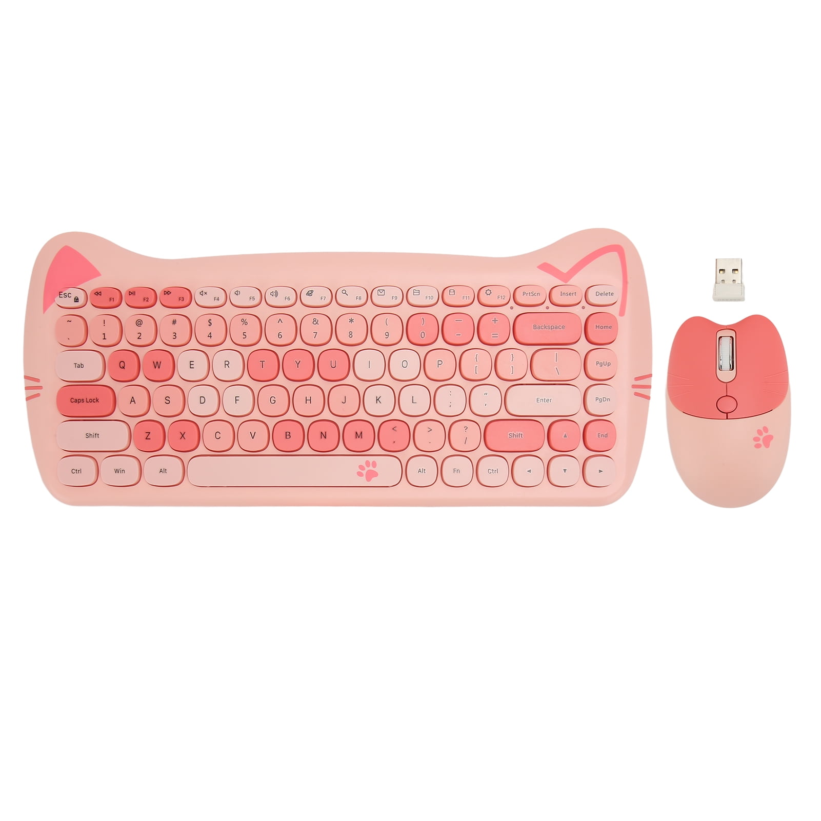 Cute Cat Keyboard and Mouse Kawaii Wireless Keyboard Mouse Colorful ...