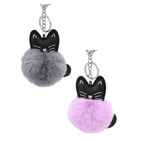 Cute Cat Keychain with Pom Poms, Durable & Lightweight Key Chain ...