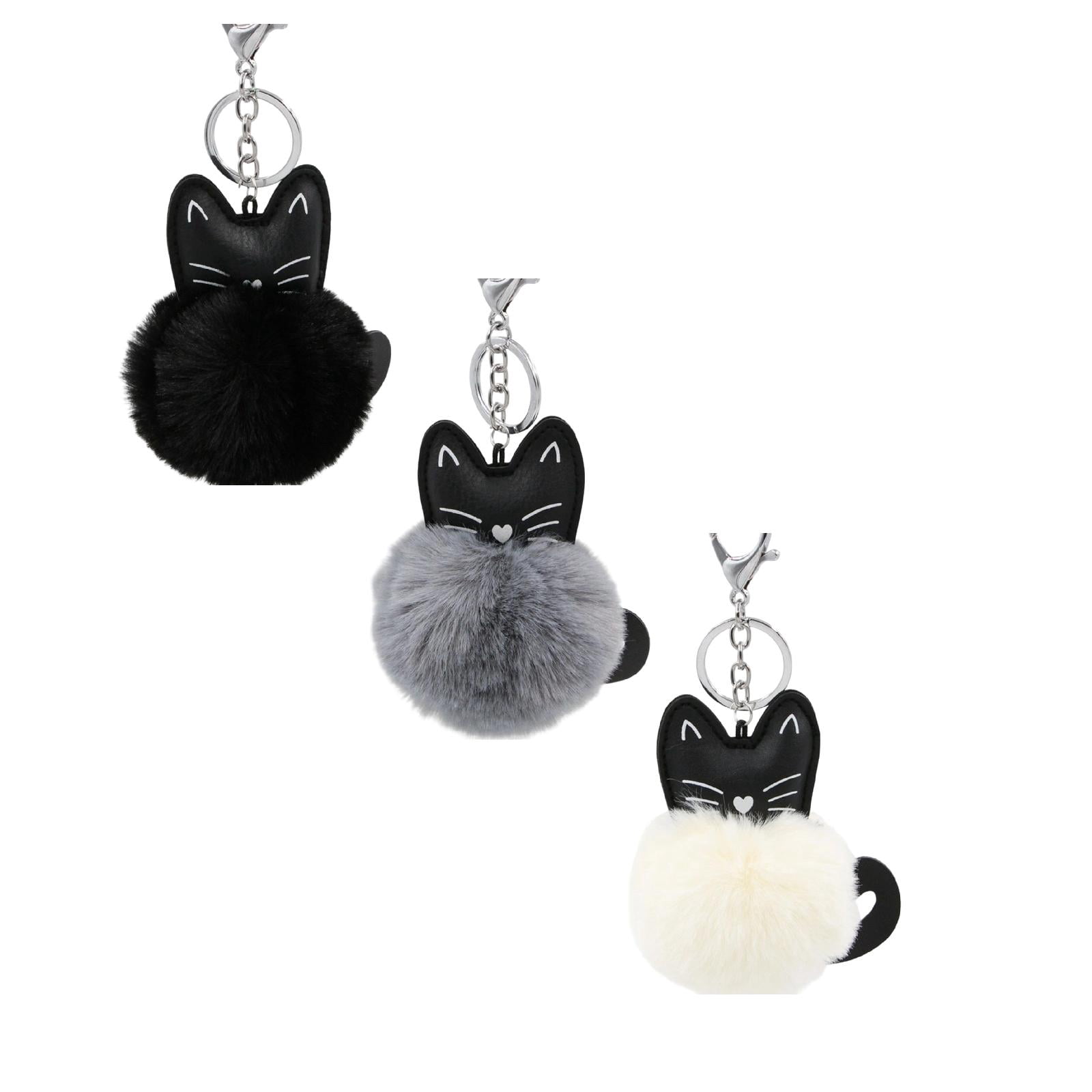 Cute Cat Keychain with Pom Poms, Durable & Lightweight Key Chain ...