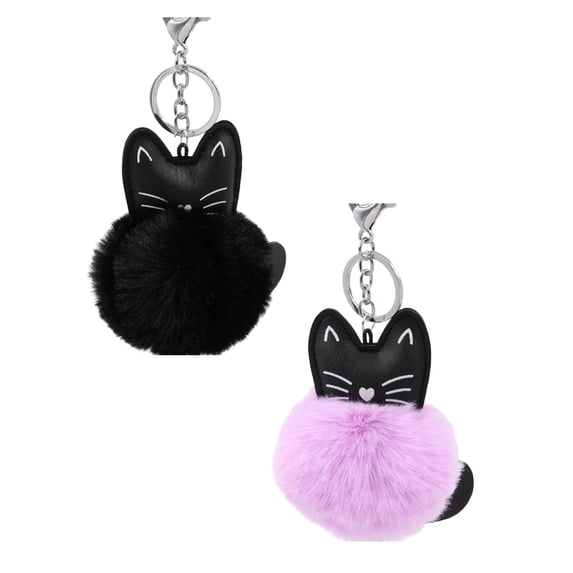 Cute Cat Keychain with Pom Poms, Durable & Lightweight Key Chain ...