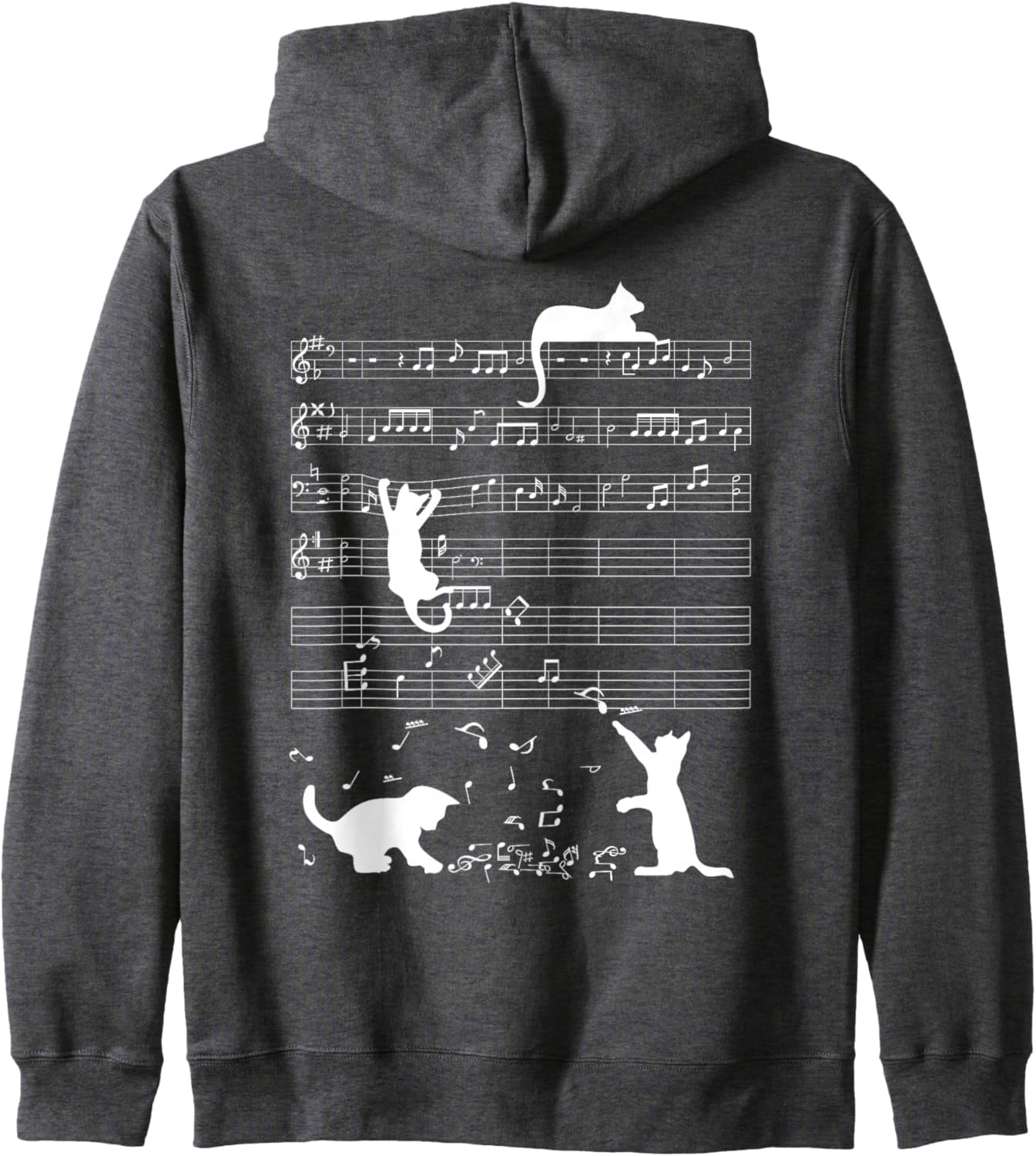 Cute Cat Kitty Playing Music Note Clef Musician Art Mens Hoodie ...