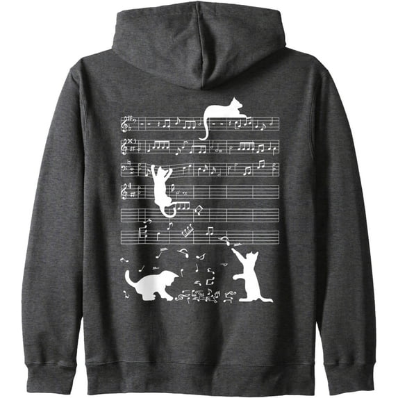Cute Cat Kitty Playing Music Note Clef Musician Art Mens Hoodie ...