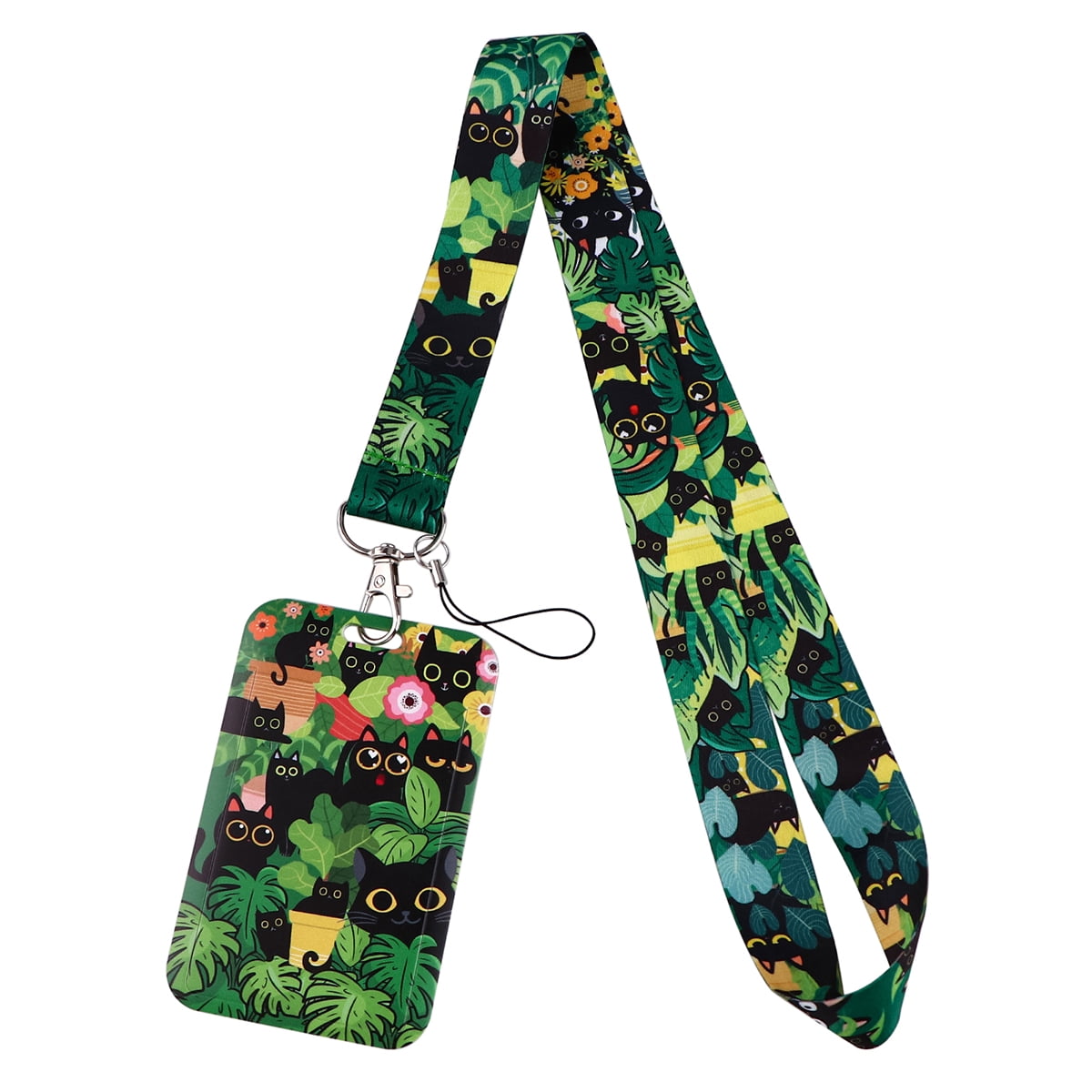 Cute Cat Lanyards for Key Green Plants Neck Strap For Card Badge Gym ...