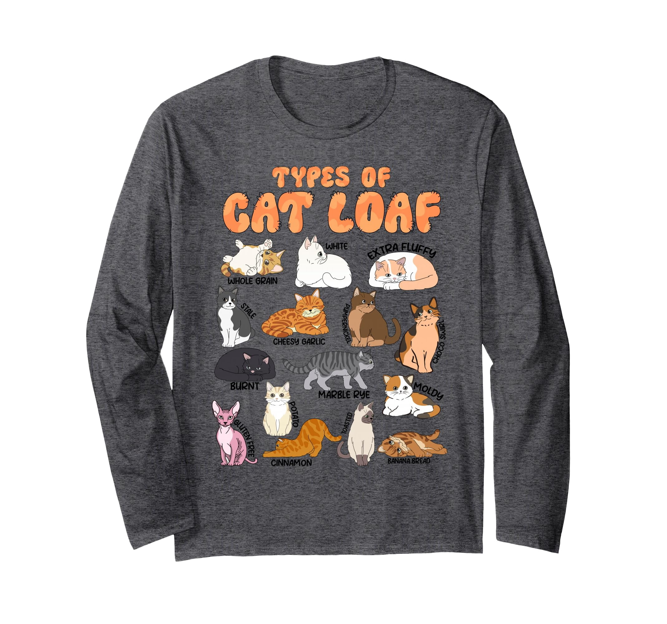 Cute Cat Loaf Illustrations Long Sleeve T-Shirt for Cat Lovers and Moms ...