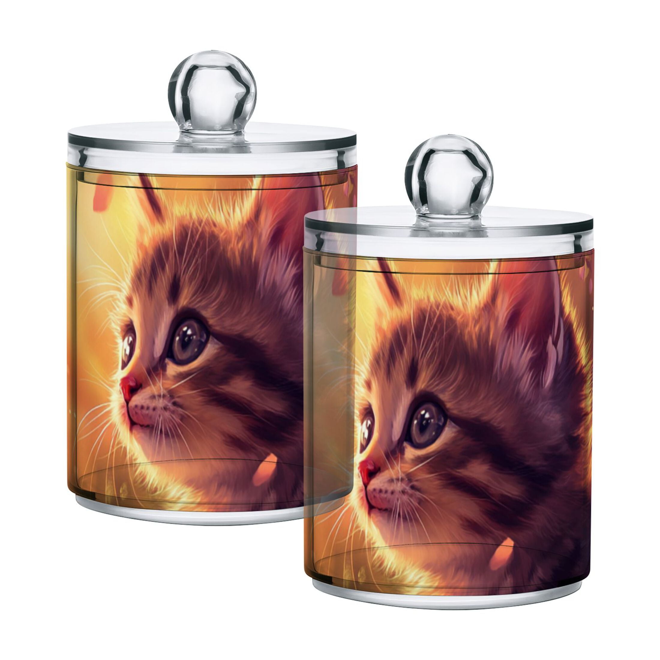 Cute Cat Looking Butterflies Cherry Blossom Translucent Plastic Cans ...