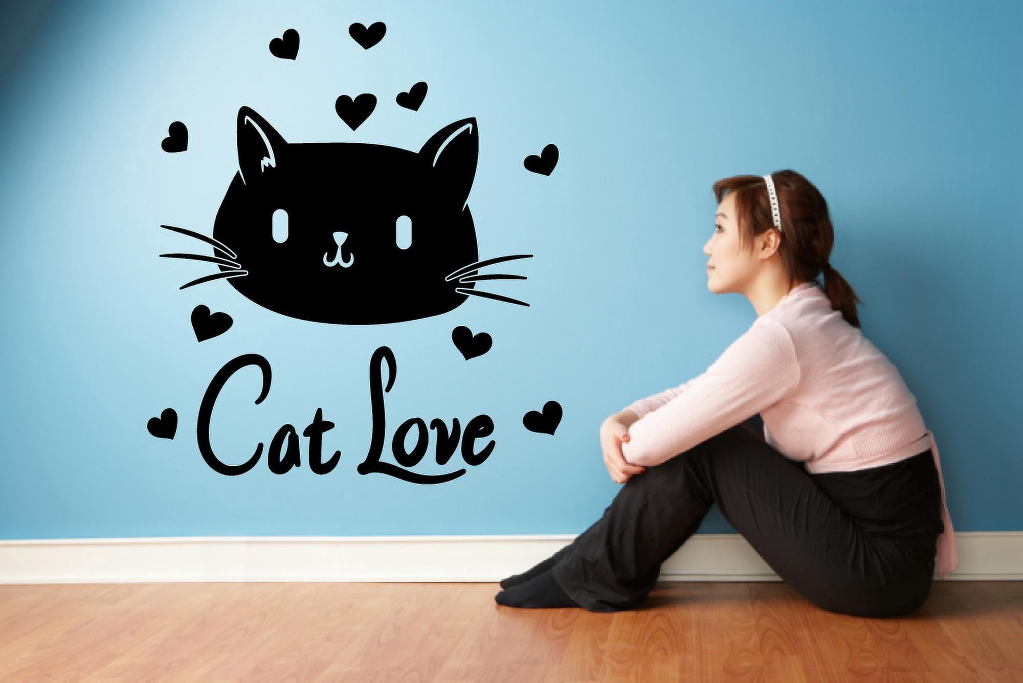 Cute Cat Love Kitty Face Animal Kitten Meow Cats Wall Sticker Art Decal ...