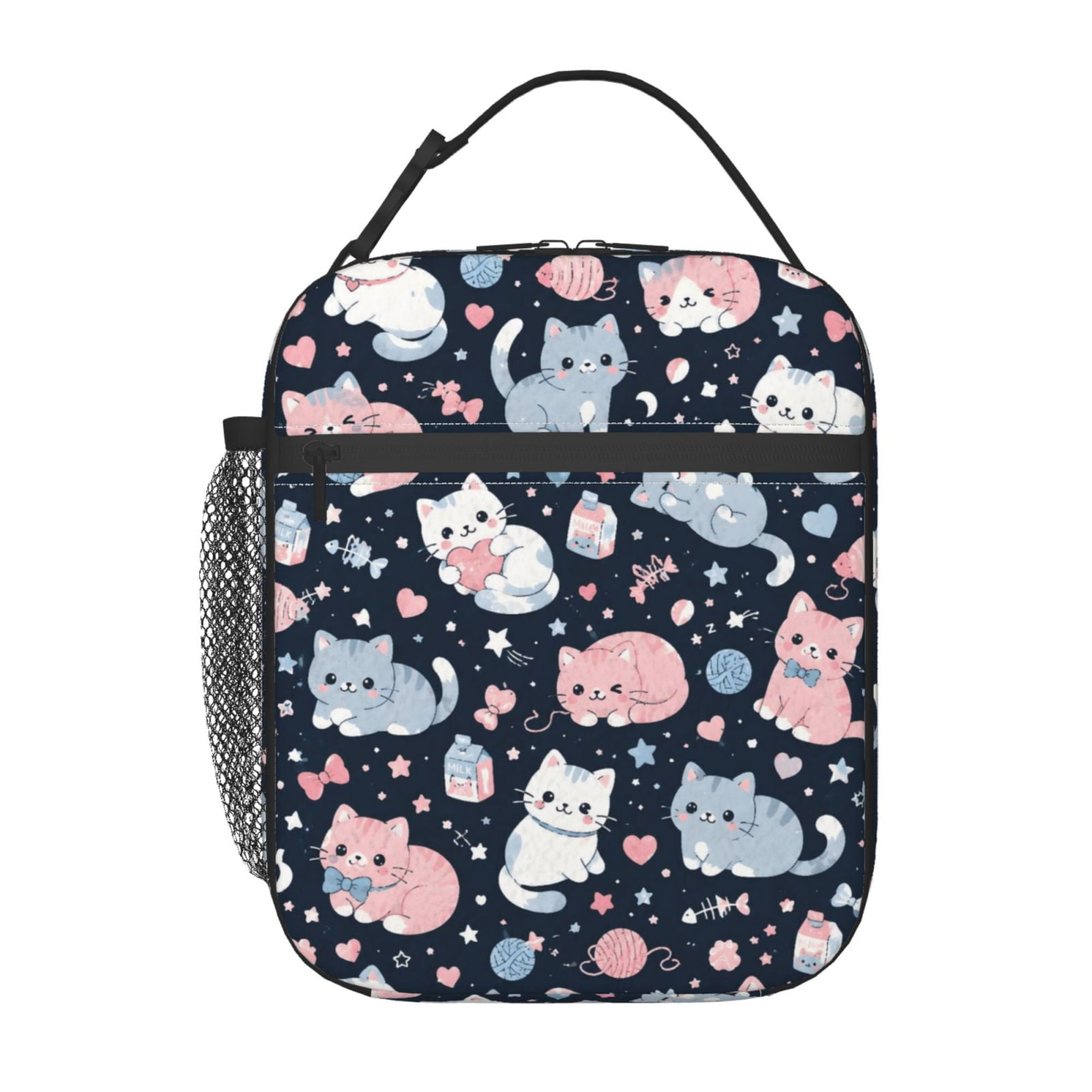 Cute Cat Lunch Bag Reusable Thermal Lunch Box with Handle for Women and ...