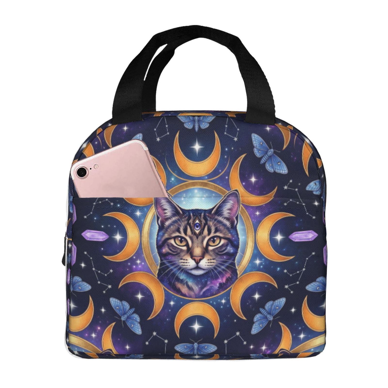 Cute Cat Lunch Bag For Women Men, Insulated Reusable Lunch Tote Bag ...