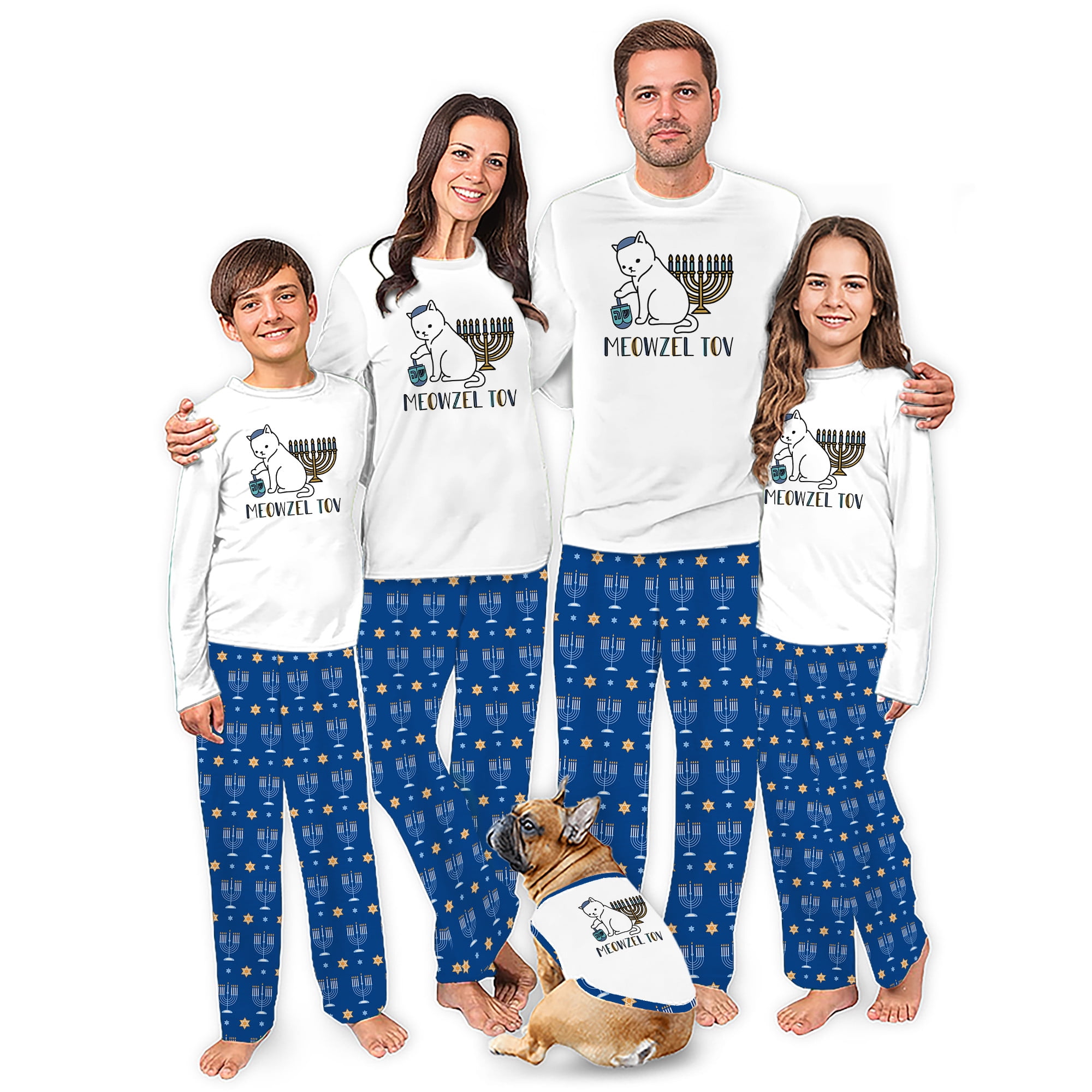 Cute Cat Matching Hanukkah Pajamas Family, Plus Size Hanukkah Pajamas ...