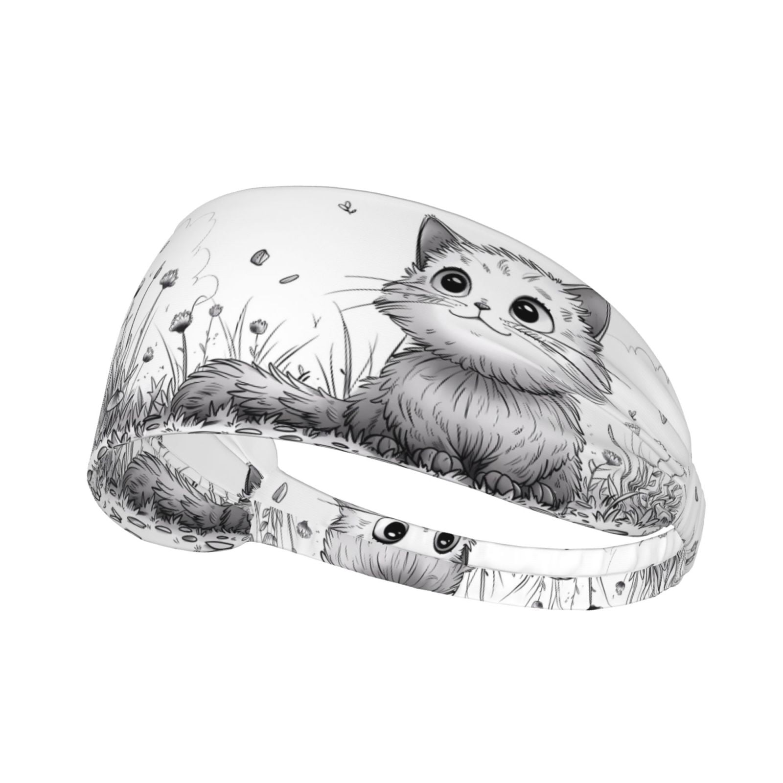 Cute Cat Meadow Sketch Headbands for Women/Men, Elastic Soft Sweat Band ...
