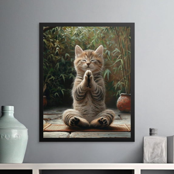 Cute Cat Meditation Wall Art Zen Yoga Animal Print Adorable Kitten Home ...
