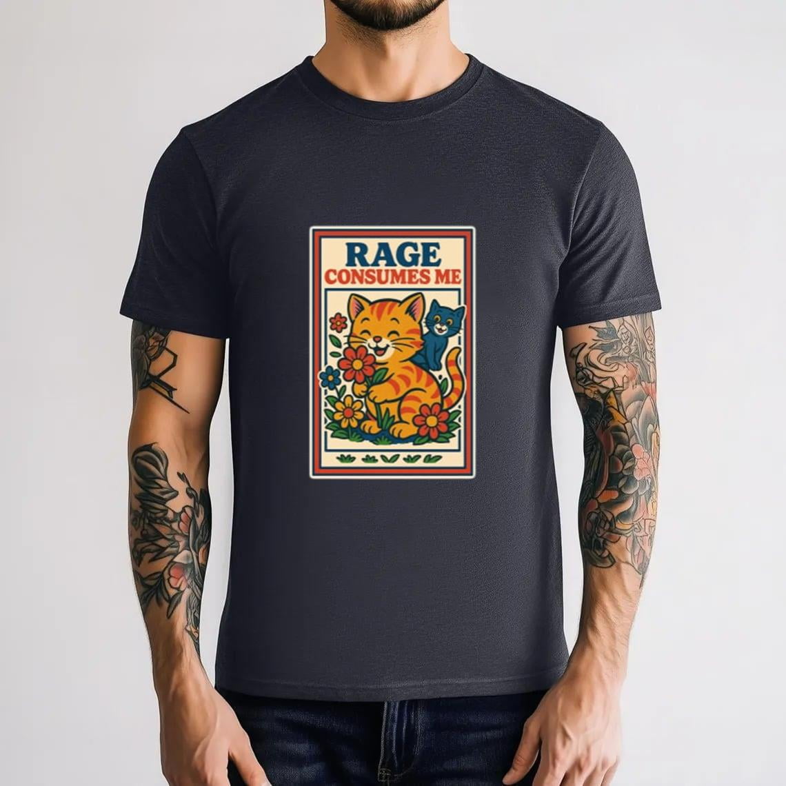 Cute Cat Meme Rage Consumes Me Kitty Mood Vibe Unisex T-shirt, for men & women, up to size 5XL ...