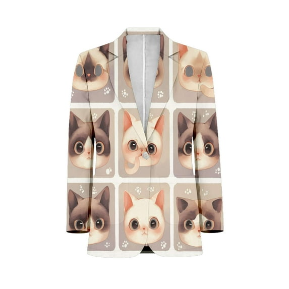 Cute Cat Men Blazers Slim Clothing Summer Jacket Man Oversize Daily ...