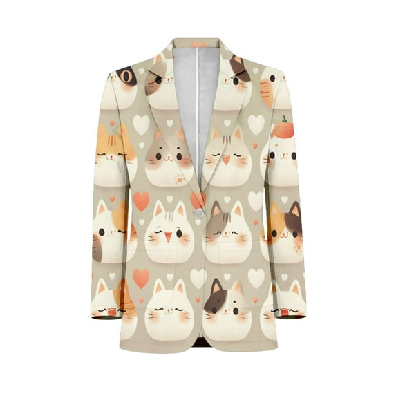 Cute Cat Men Blazers Slim Clothing Summer Jacket Man Oversize Daily ...