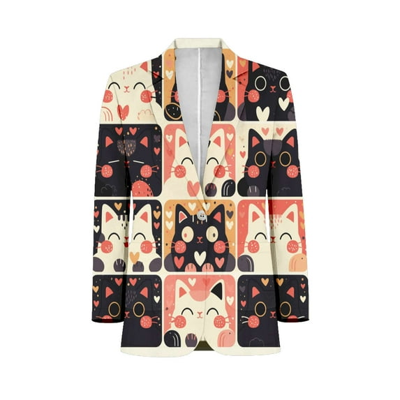 Cute Cat Men Blazers Slim Clothing Summer Jacket Man Oversize Daily ...