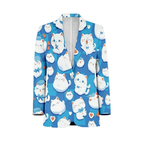 Cute Cat Mens Suits Shawl Collar Slim Fit Suit Mens Groom Jacket ...