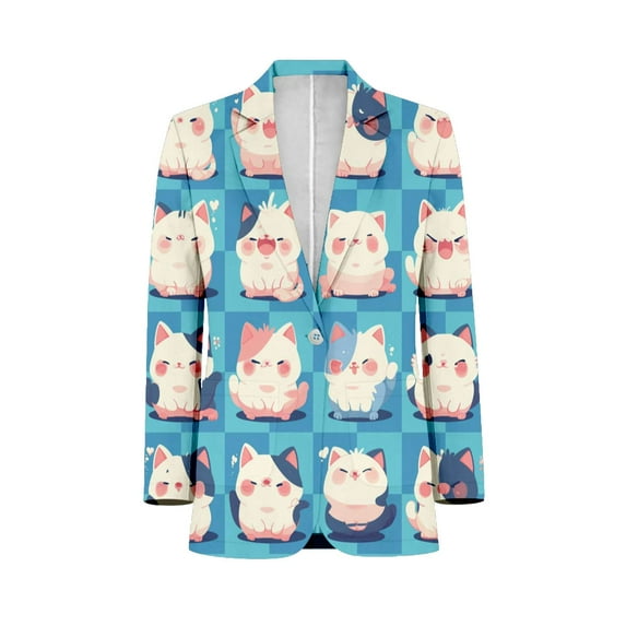 Cute Cat Mens Suits Shawl Collar Slim Fit Suit Mens Groom Jacket ...