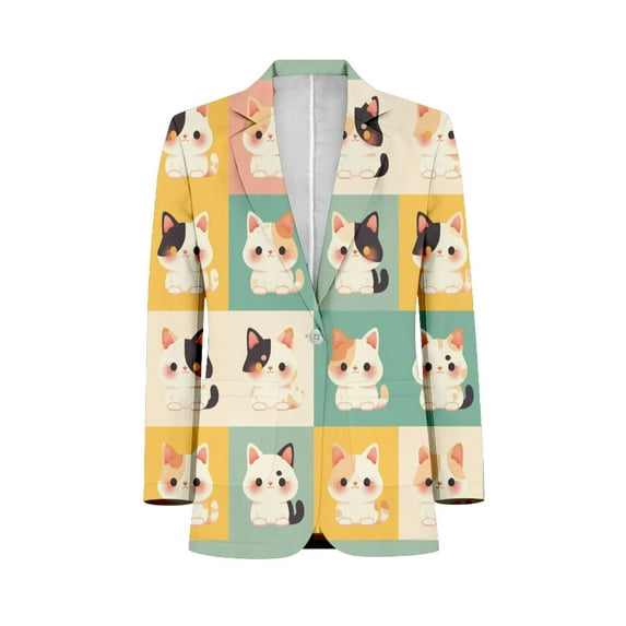 Cute Cat Mens Suits Shawl Collar Slim Fit Suit Mens Groom Jacket ...