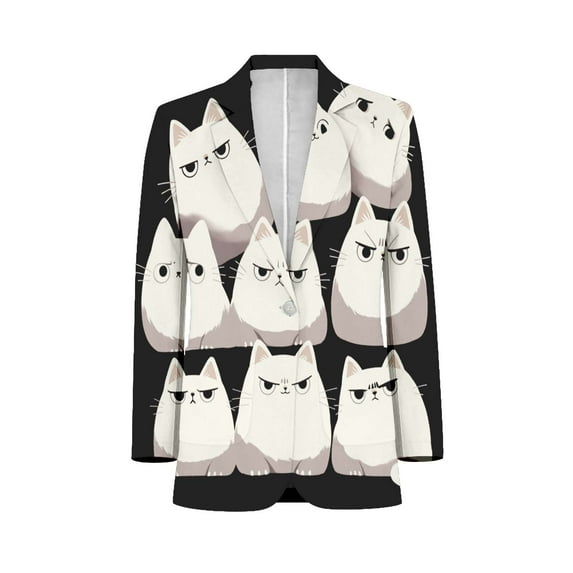 Cute Cat Mens Suits Shawl Collar Slim Fit Suit Mens Groom Jacket ...