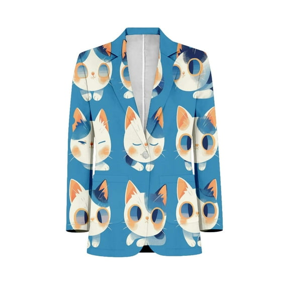 Cute Cat Mens Suits Shawl Collar Slim Fit Suit Mens Groom Jacket ...