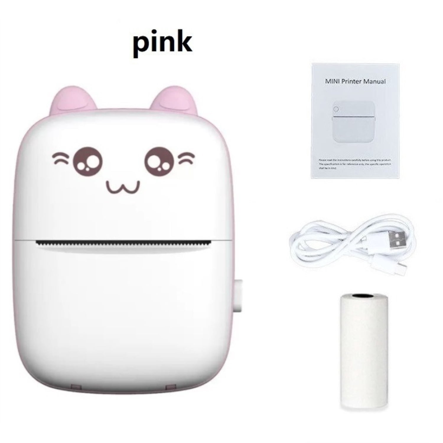 Cute Cat Mini Thermal Printer, Bluetooth Inkless Pocket Printer for ...