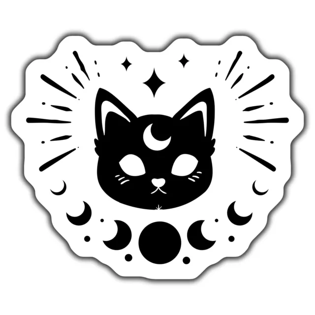 Cute Cat With Moon Phases Sticker, Witchy Cat Decal, Celestial Cat ...