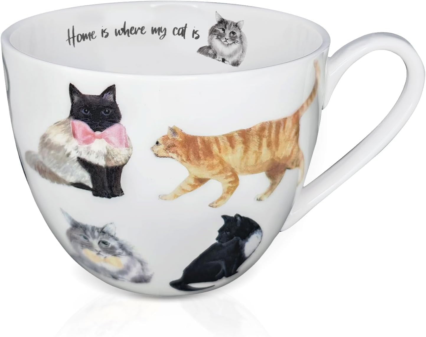 Cute Cat Mugs for Daily Coffee and Tea, Premium 20 oz Bone China Coffee ...