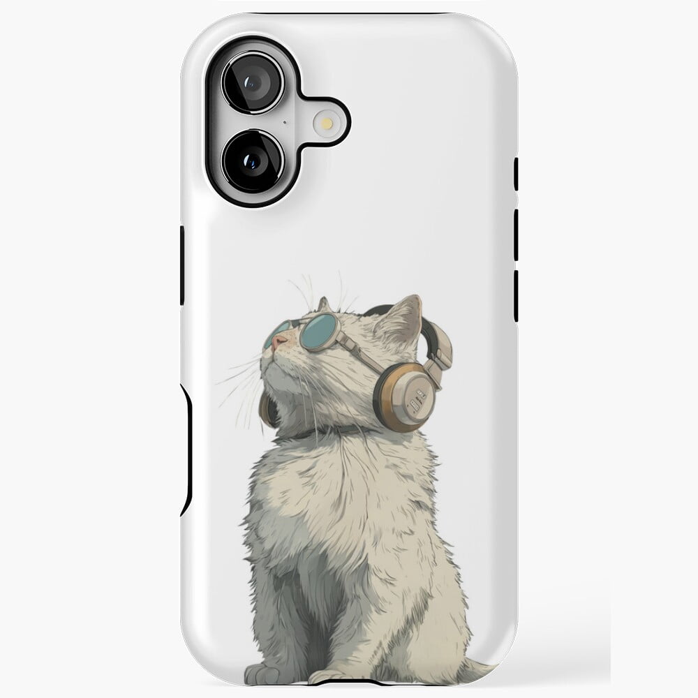 Cute Cat Music Lover Adorable Feline Audio Phone Case with iPhone 17 to ...