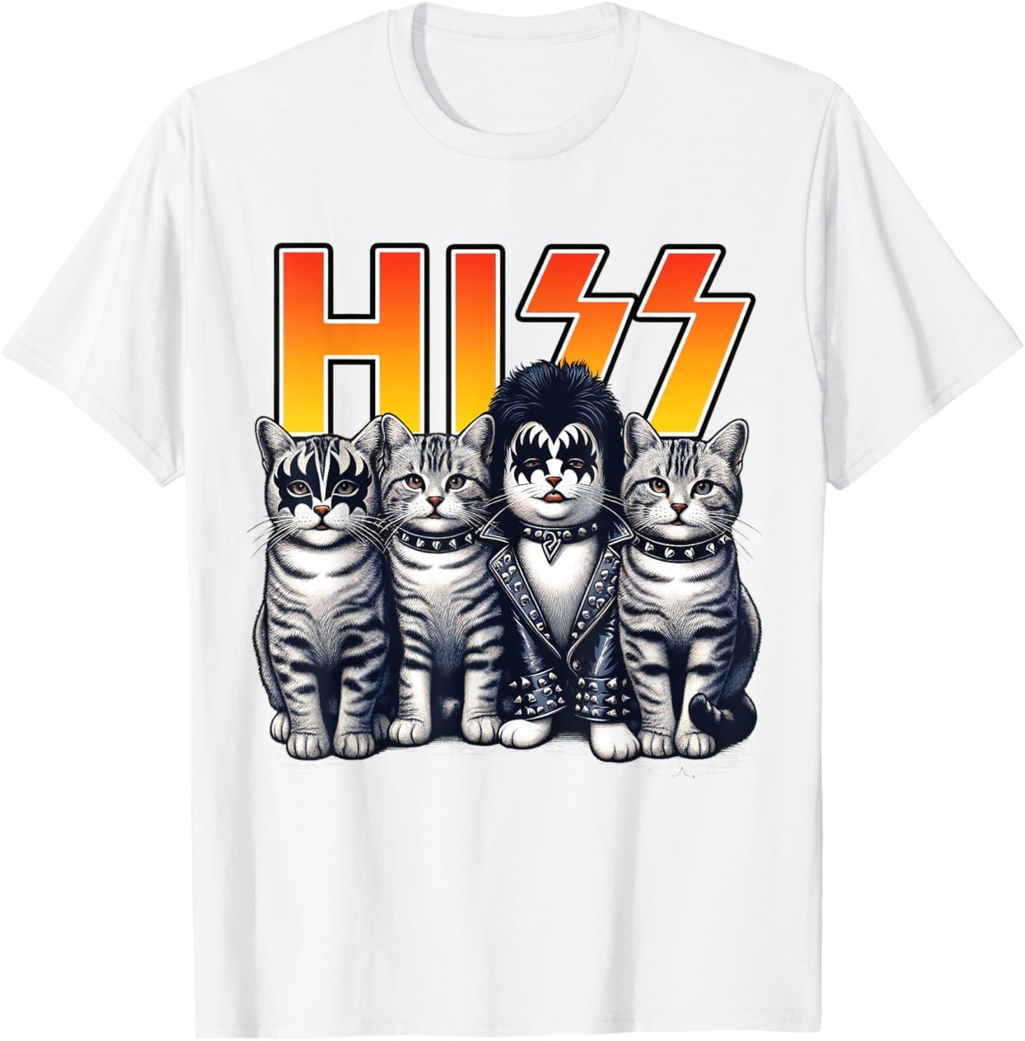 Cute Cat Music Lover T-Shirt – Hiss Cats Rock Design for Men & Women ...