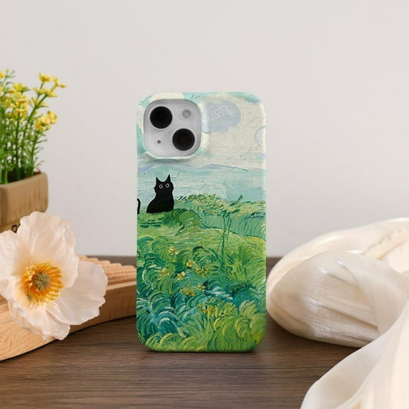 Cute Cat Painting Artistic Kawaii Pet Cover with iPhone 17 to 11 Pro ...