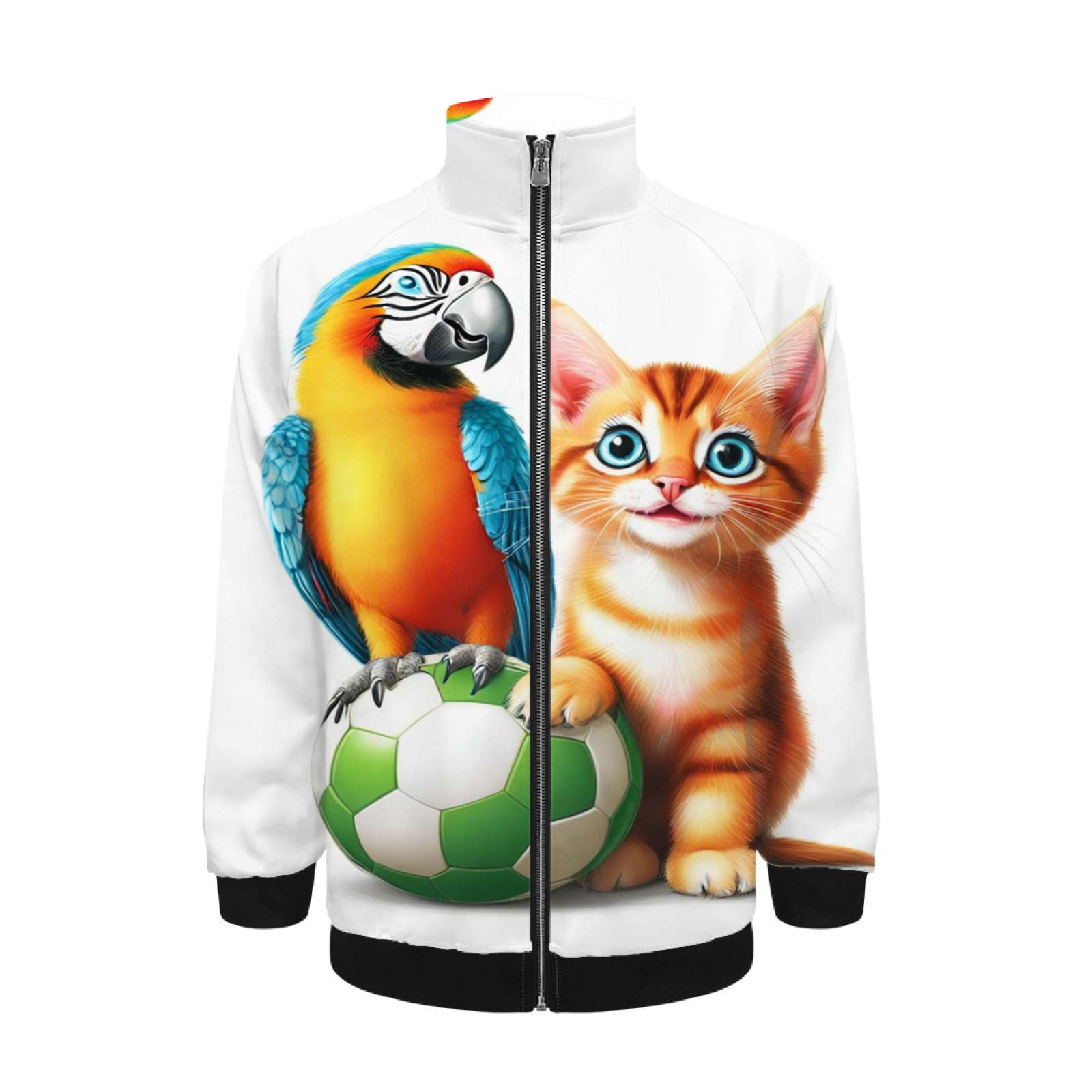 Cute Cat Parrot Soccer Ball Jacket Men's Street Cool Long Sleeves Coat ...