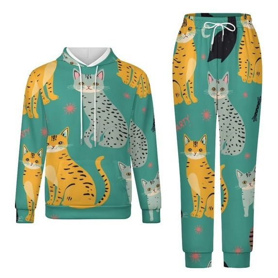 Cute Cat Pattern(4) Hoodie + Pants Suit Cool Men/Women 2 Pcs Sportwear ...