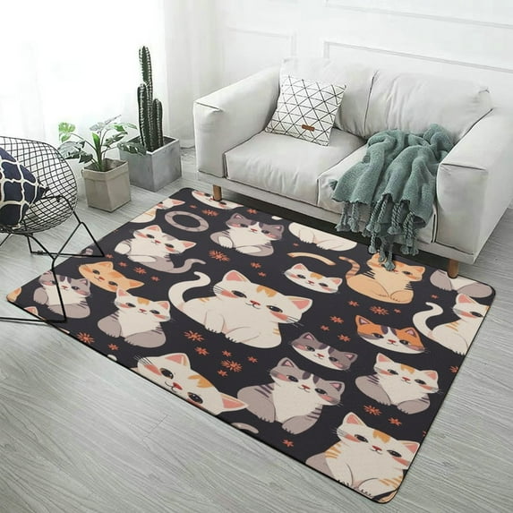 Cute Cat Pattern Design(3) Carpet Rug for Living Room Bedroom Rug Non ...