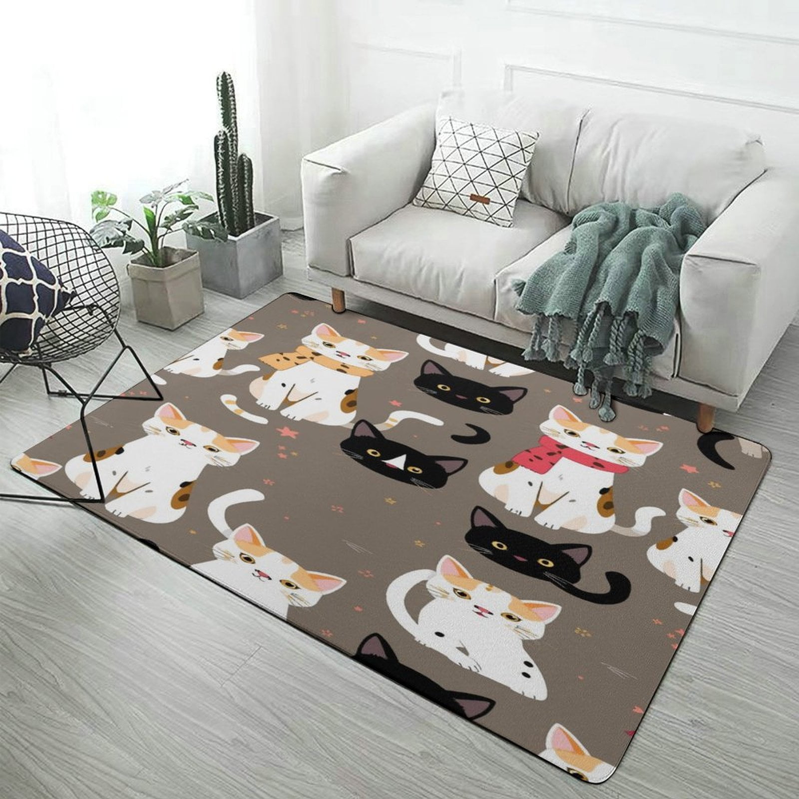 Cute Cat Pattern Design. Carpet Living Room Sofa Non-Slip Wear ...