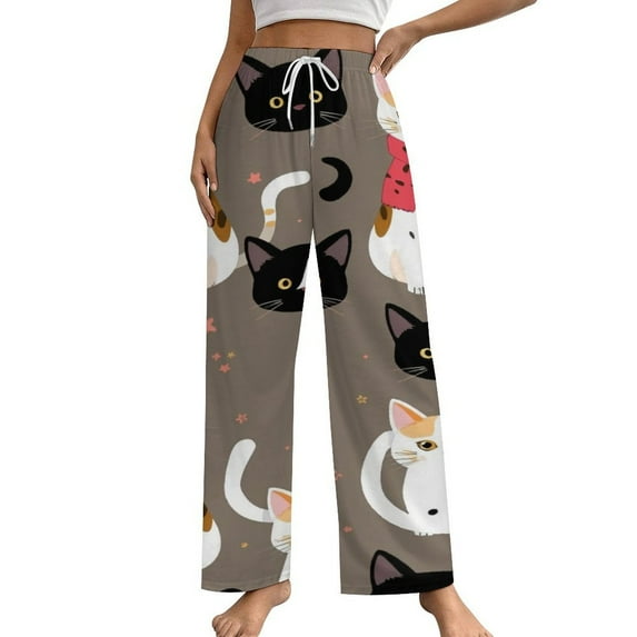 Cute Cat Pattern Design. Women's Pajama Pants Trousers Ladies Loose ...