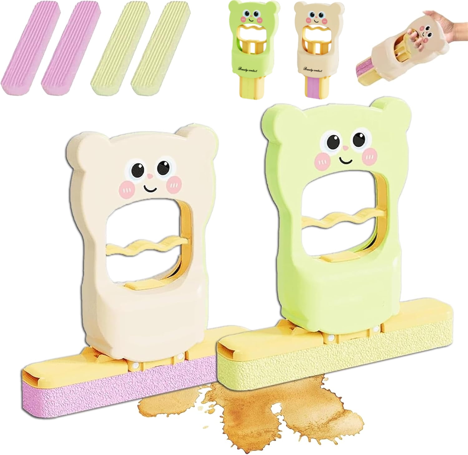 Cute Cat Pattern Mini Handheld Mop, Foldable Self-Squeeze Desk & Wall ...