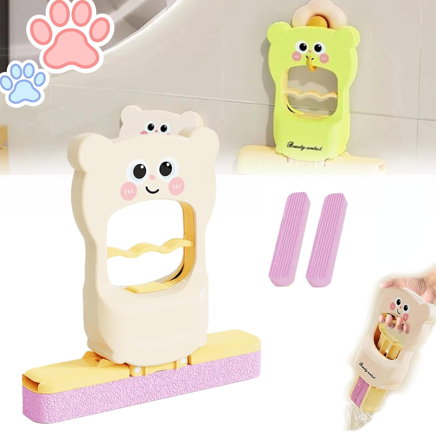Cute Cat Pattern Mini Handheld Mop, Mini Foldable Desktop Mop, Portable ...