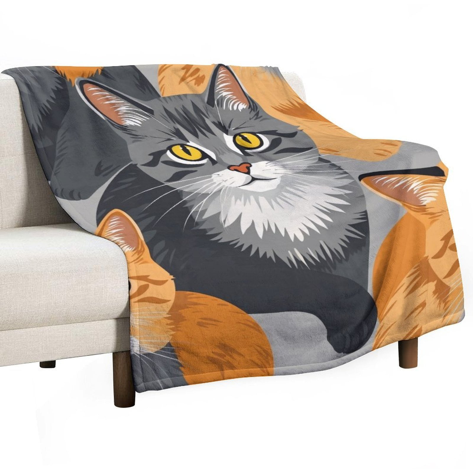 Cute Cat Pattern Soft Flannel Blanket for Beds Bedroom Sofa Picnic ...