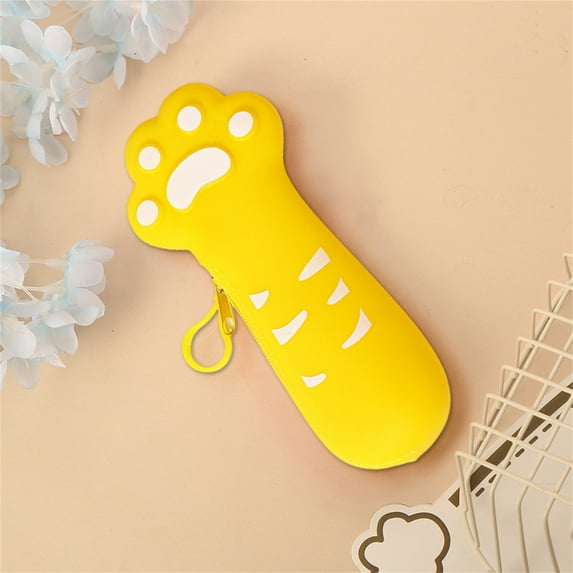 Cute Cat Paw Pen Pouch Large Capacity Pencil Case Portable Zipper ...