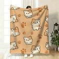 Cute Cat Paw Print Fleece Blanket, Super Soft Cozy, Machine Washable ...