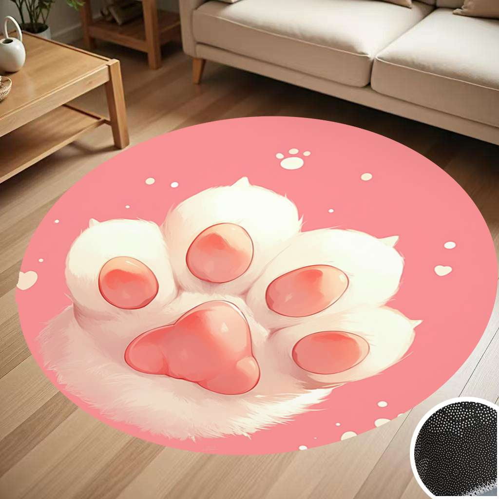 Cute Cat Paw Round Carpet Living Room Bedroom Home Decoration Coffee ...