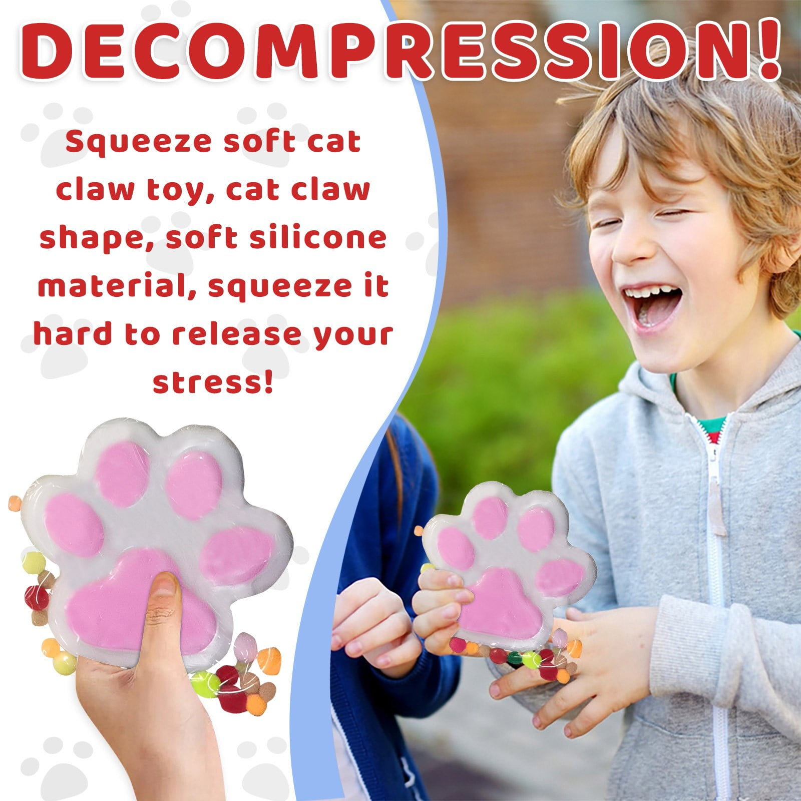 Cute Cat Paw Squeeze Toy, 2025 New 4 Inches Big Handmade Sticky Cat Paw ...