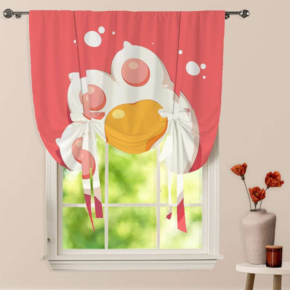 Cute Cat Paw Window Curtain for Living Room Roman Curtain Kitchen Tie ...