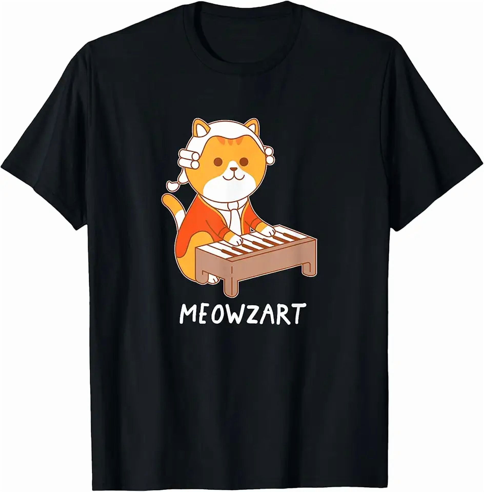 Cute Cat Playing Piano Classical Music Pun Unisex Short Sleeve T-Shirt ...