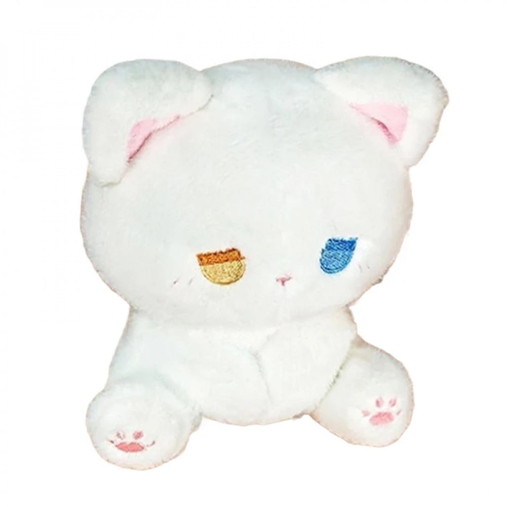 Cute Cat Plush Toy Emo Sad Fluffy White Black Kitten Soft Animal ...