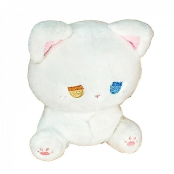 Cute Cat Plush Toy Emo Sad Fluffy White Black Kitten Soft Animal ...