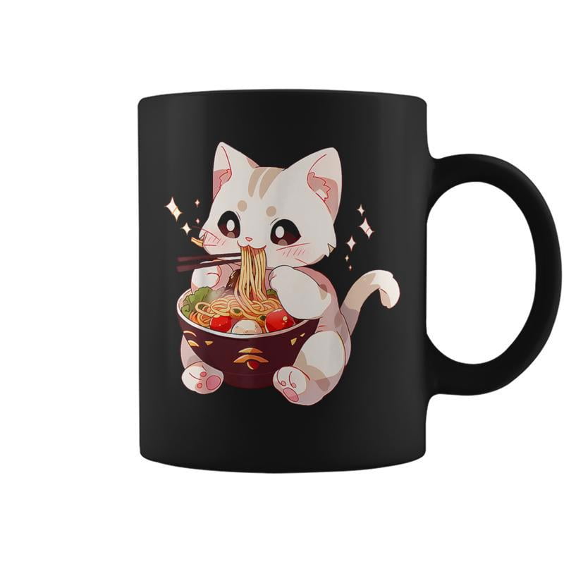 Cute Cat Ramen Noodles Kawaii Anime Girls N Japanese Food Coffee Mugs ...